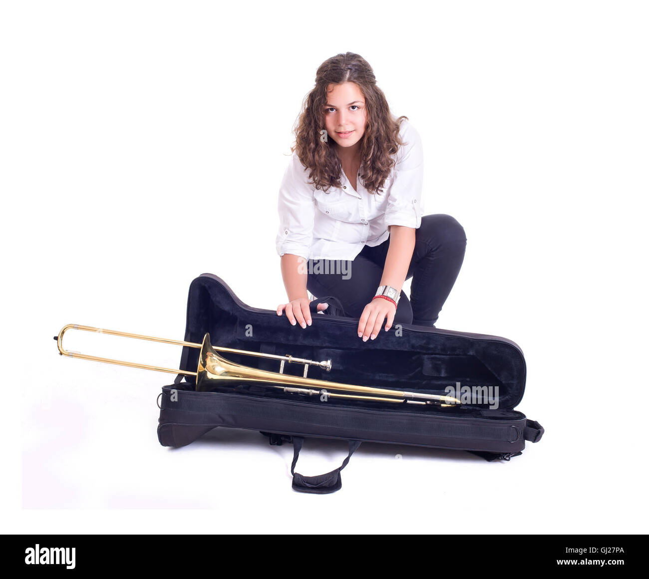 Musician holding trombone hi-res stock photography and images - Alamy