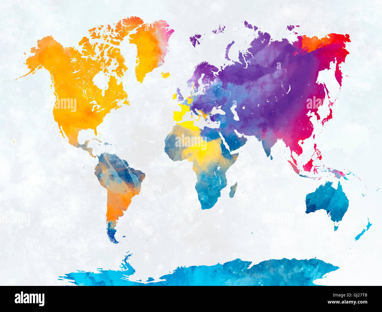 World map in watercolor painting abstract splatters Stock Photo - Alamy