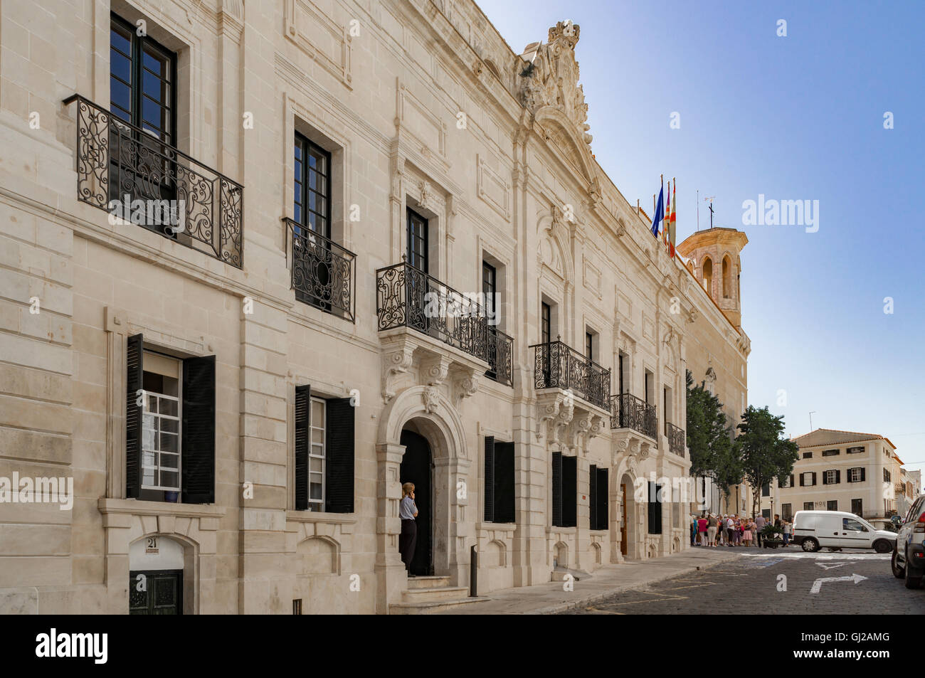 The streets and lanes of the Menorcan capital of Mahon in Spain Stock ...