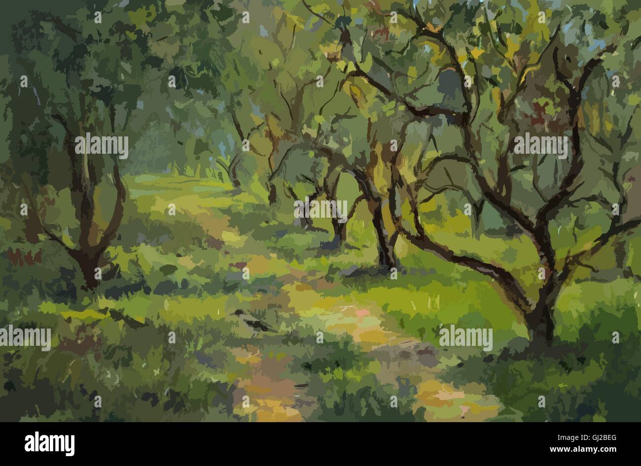 Apple trees, oil painting Stock Vector Image & Art - Alamy