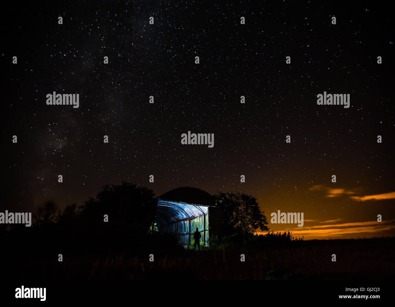 Isolated Barn at Night Stock Photo - Alamy