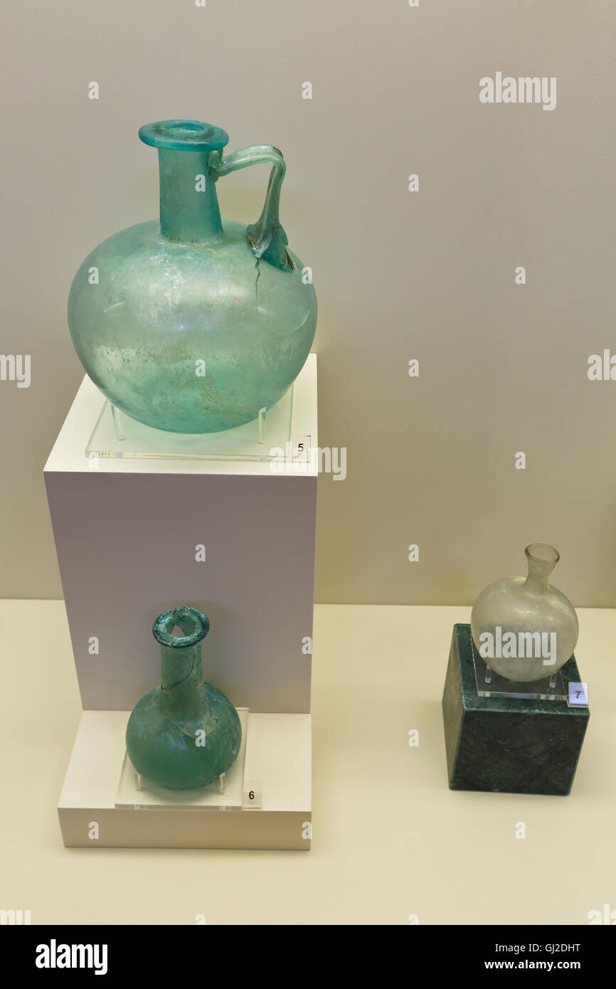 Glass jars in the Archaeological museum of Olympia Stock Photo - Alamy