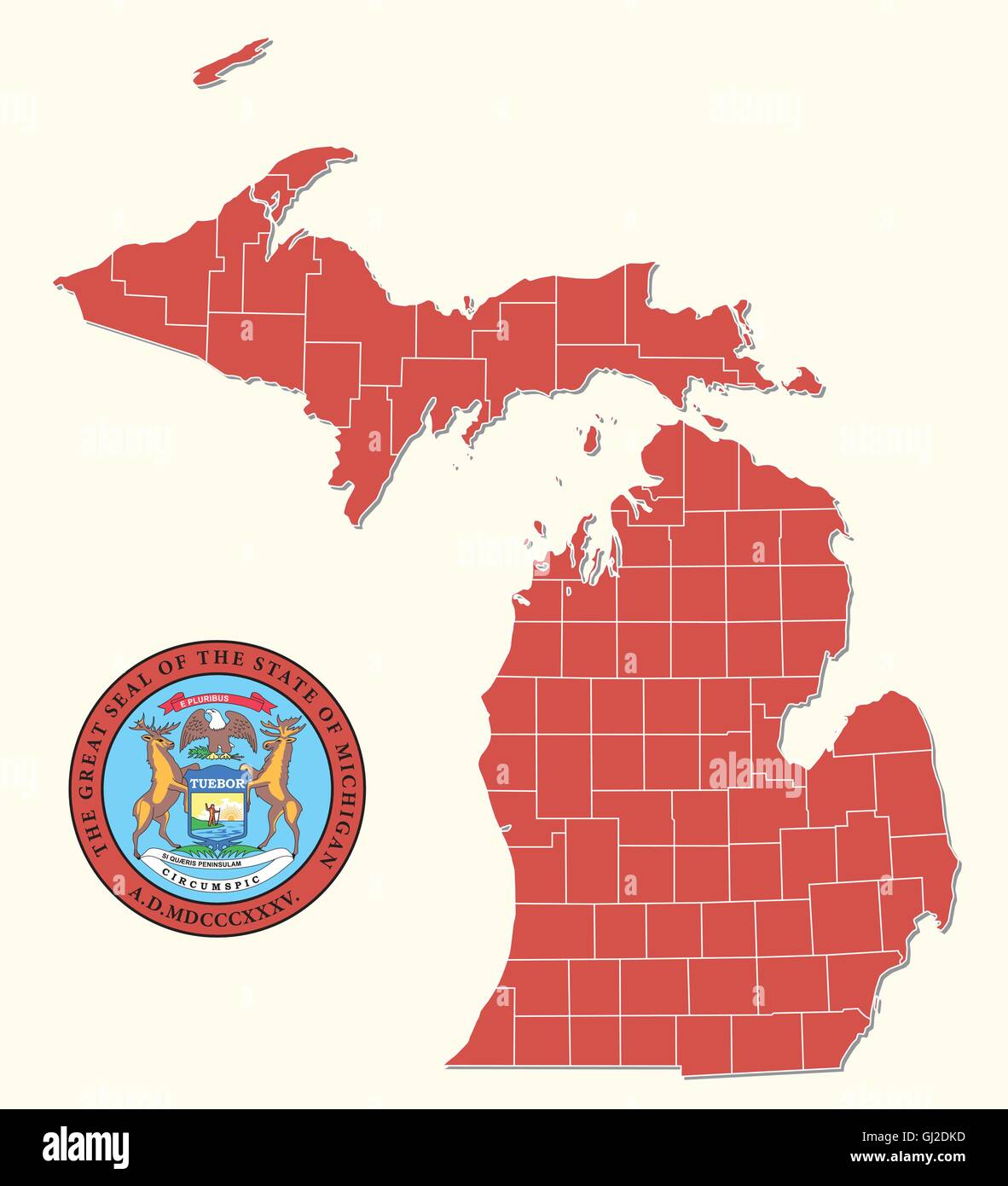 Michigan state map hi-res stock photography and images - Alamy