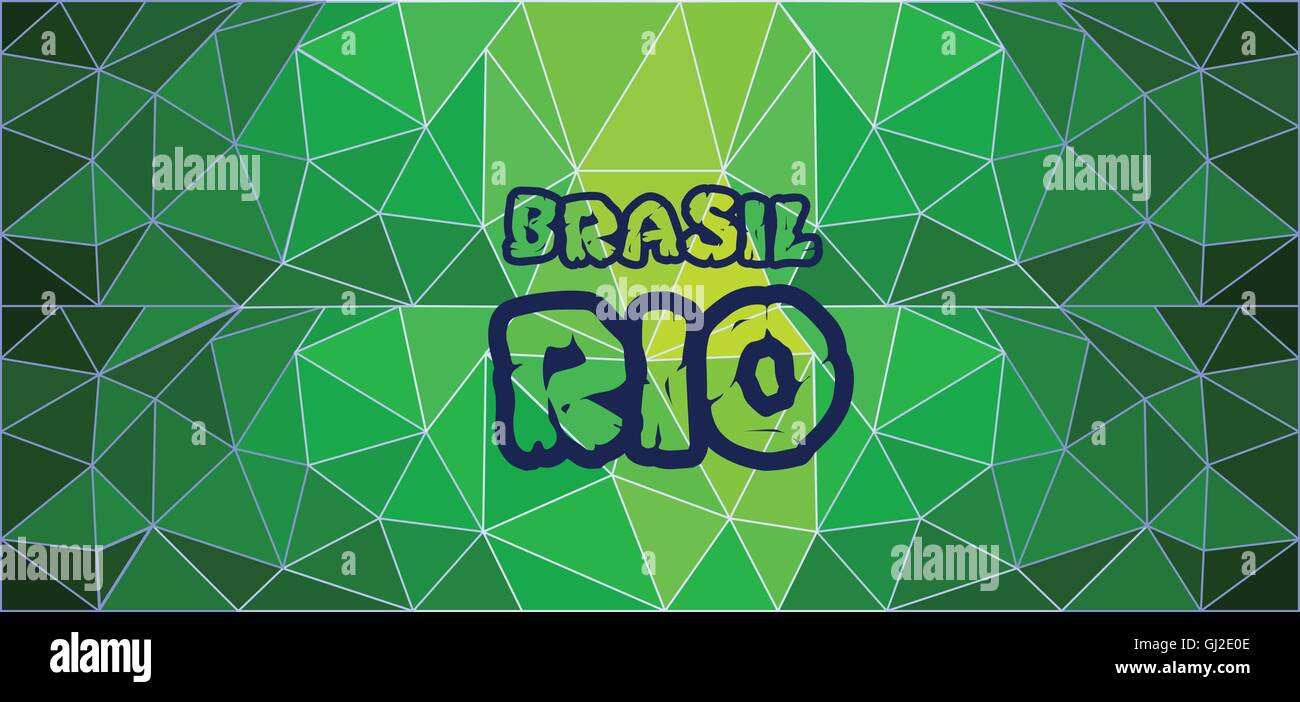 Brasil, rio card with text over green background with abstract ...
