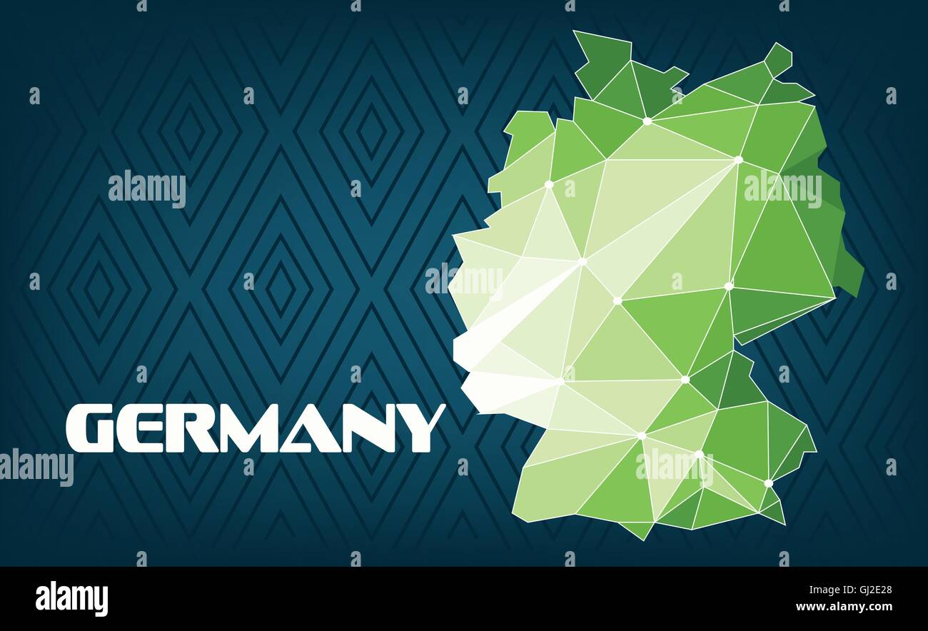 Germany country map design with green and white triangles over dark ...