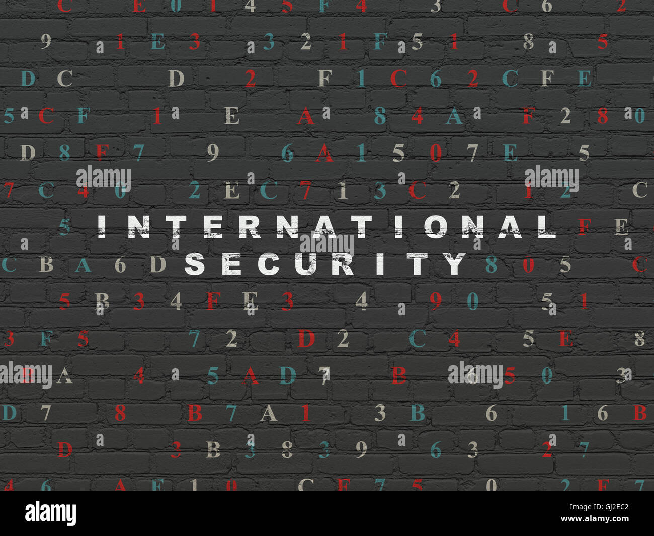 Security concept: International Security on wall background Stock Photo ...