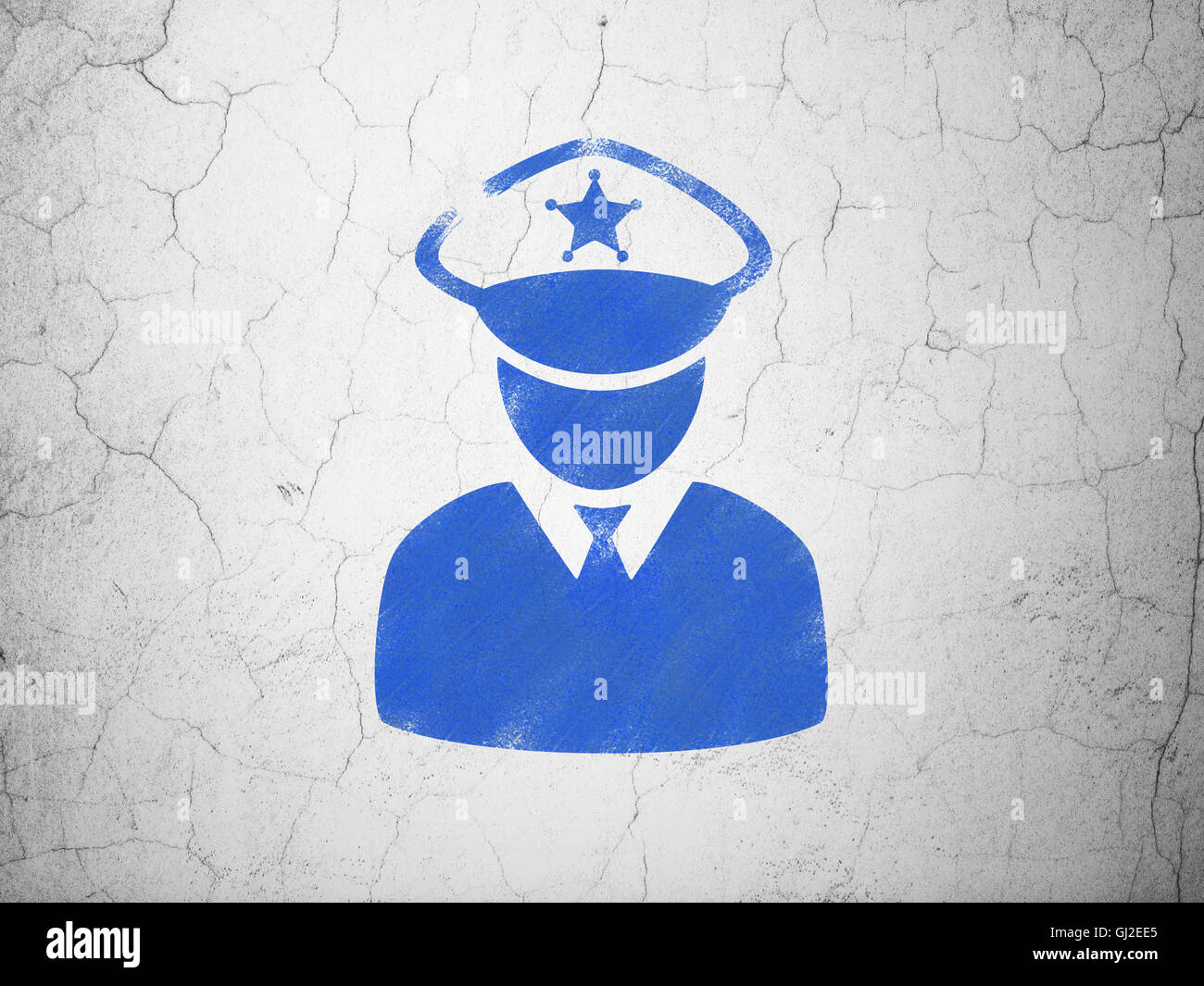 Safety concept: Police on wall background Stock Photo - Alamy