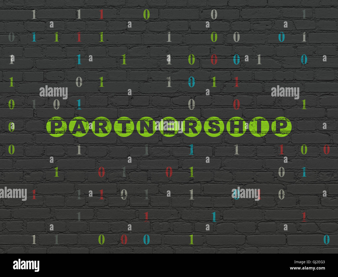 Finance concept: Partnership on wall background Stock Photo - Alamy