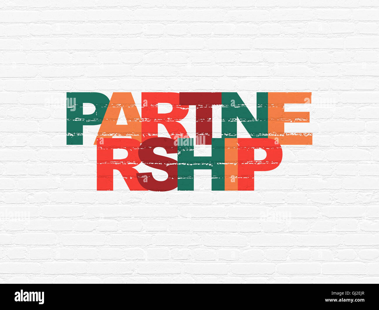 Finance concept: Partnership on wall background Stock Photo - Alamy