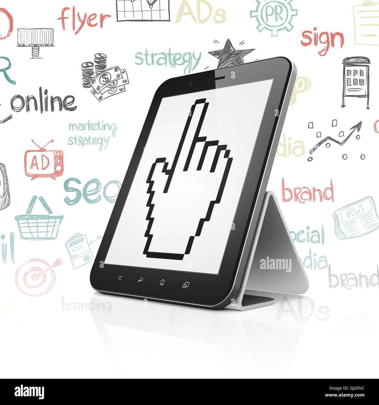 Marketing concept: Tablet Computer with Mouse Cursor on display Stock ...