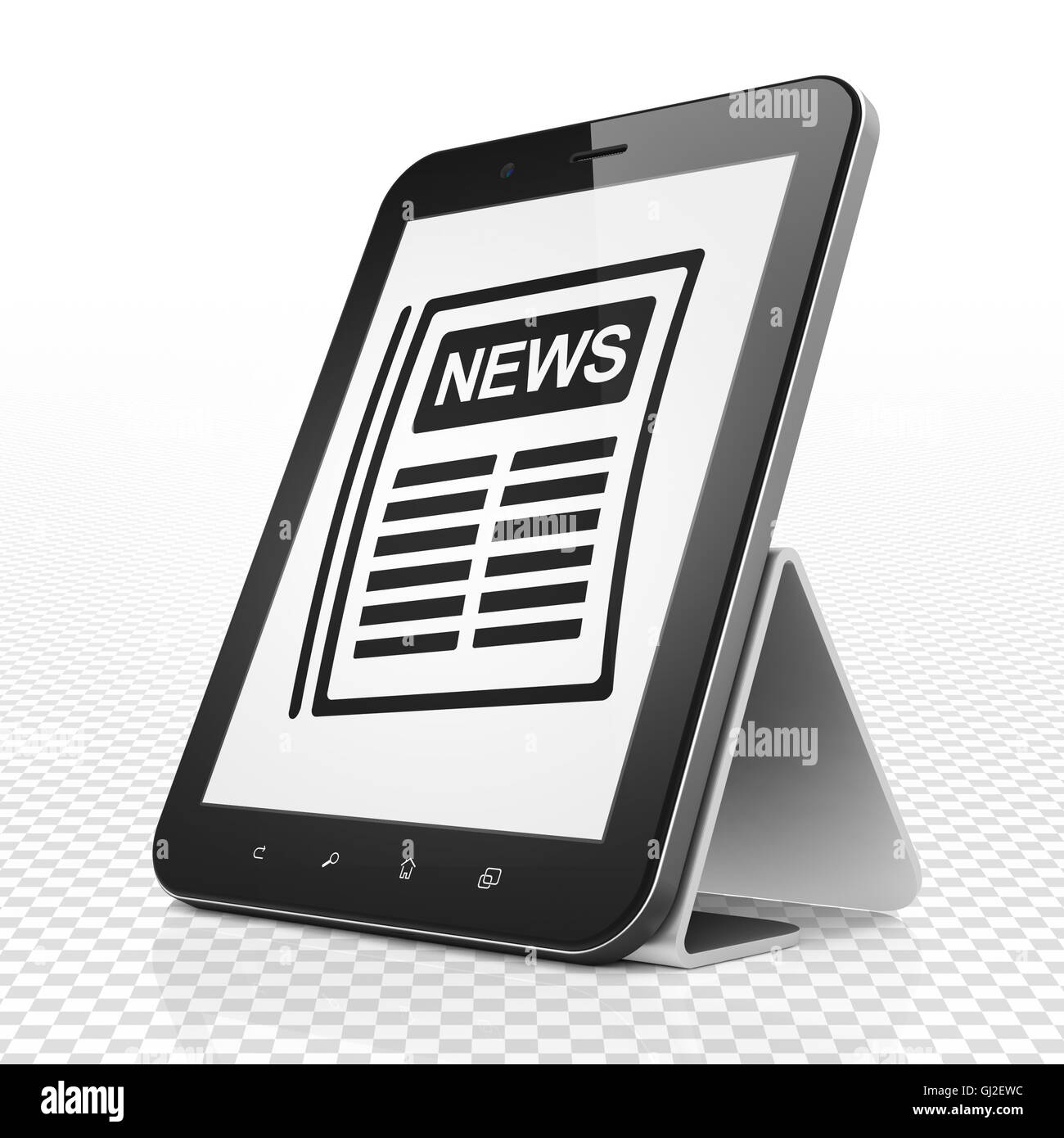 News concept: Tablet Computer with Newspaper on display Stock Photo - Alamy