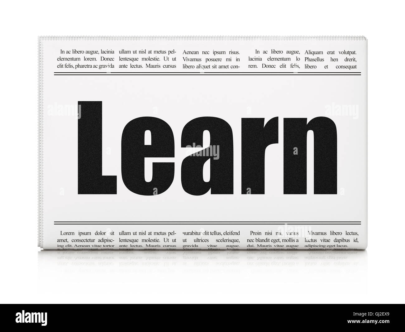 Learning concept: newspaper headline Learn Stock Photo - Alamy
