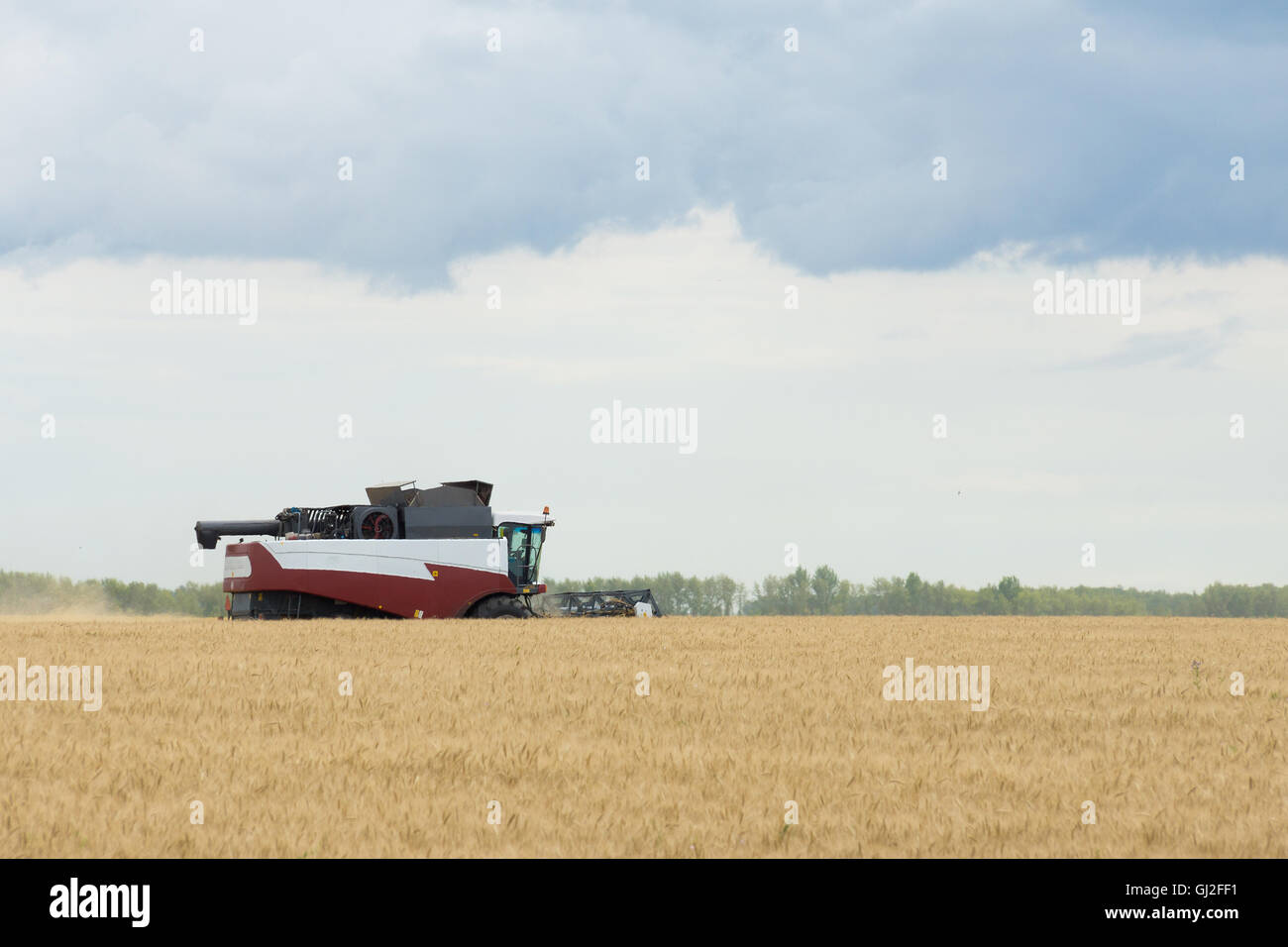 The photograph shows a cleaning combine in the field Stock Photo - Alamy