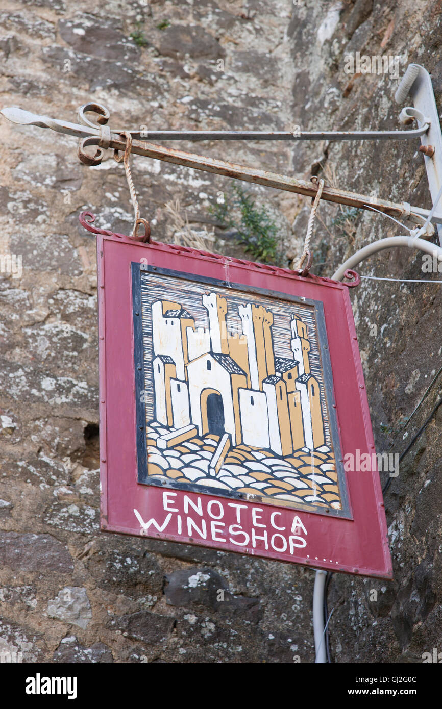 Enoteca Wine Shop Sign; Montalcino Village; Tuscany; Italy Stock Photo ...