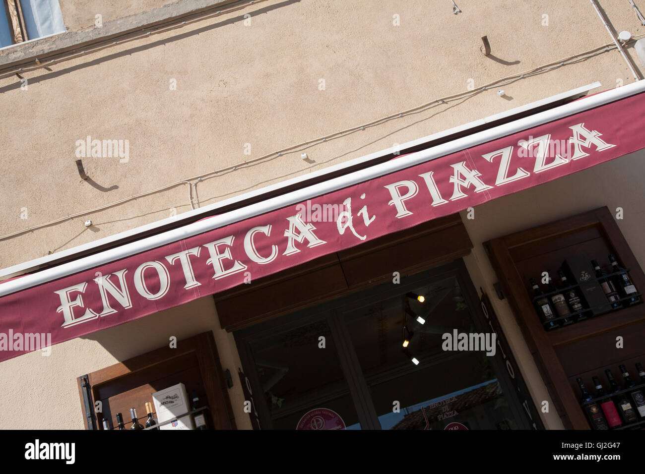 Enoteca di Piazza Wine Shop Sign; Montalcino Village; Tuscany; Italy ...