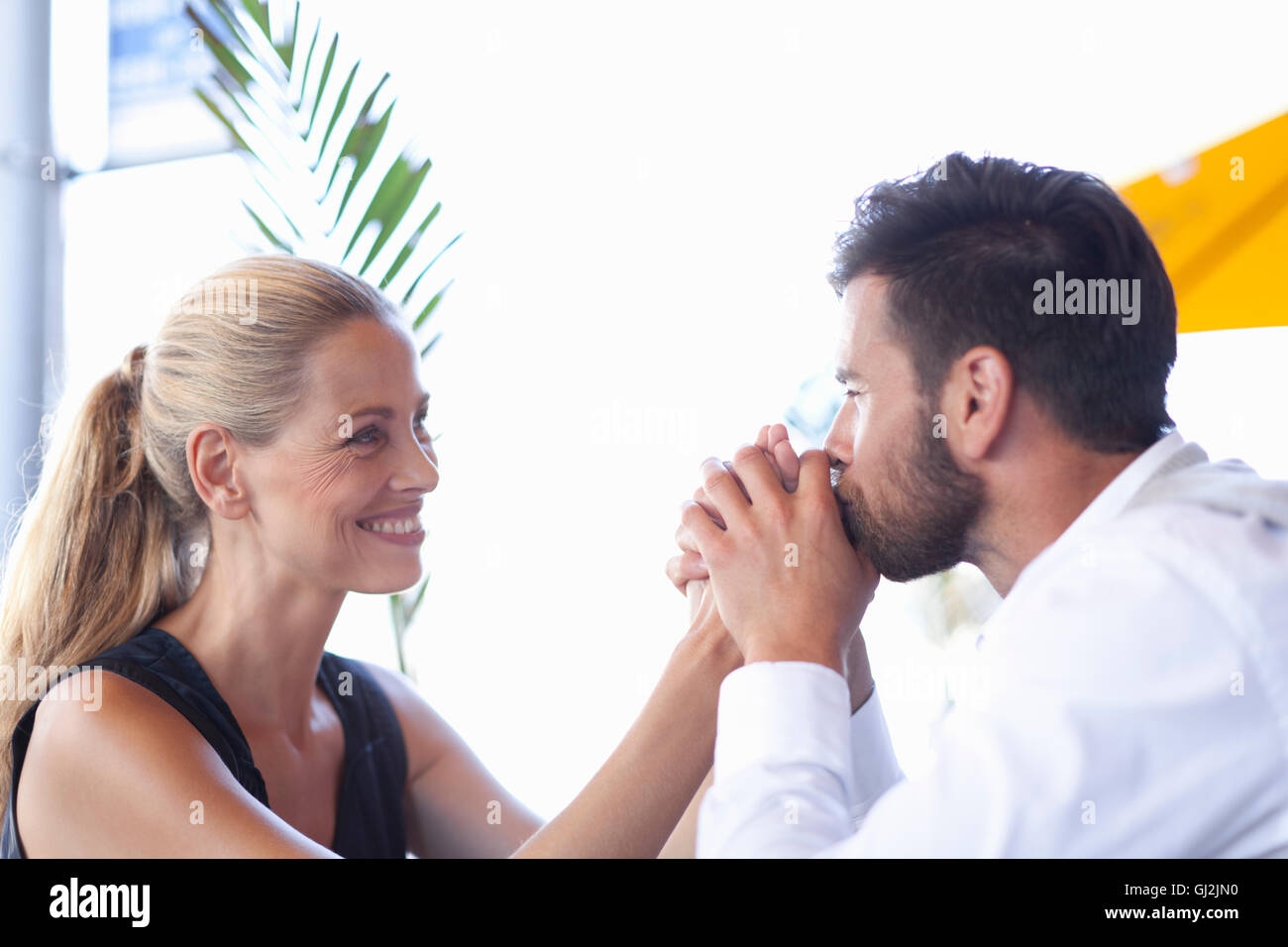 Man kissing womans hands hi-res stock photography and images - Alamy