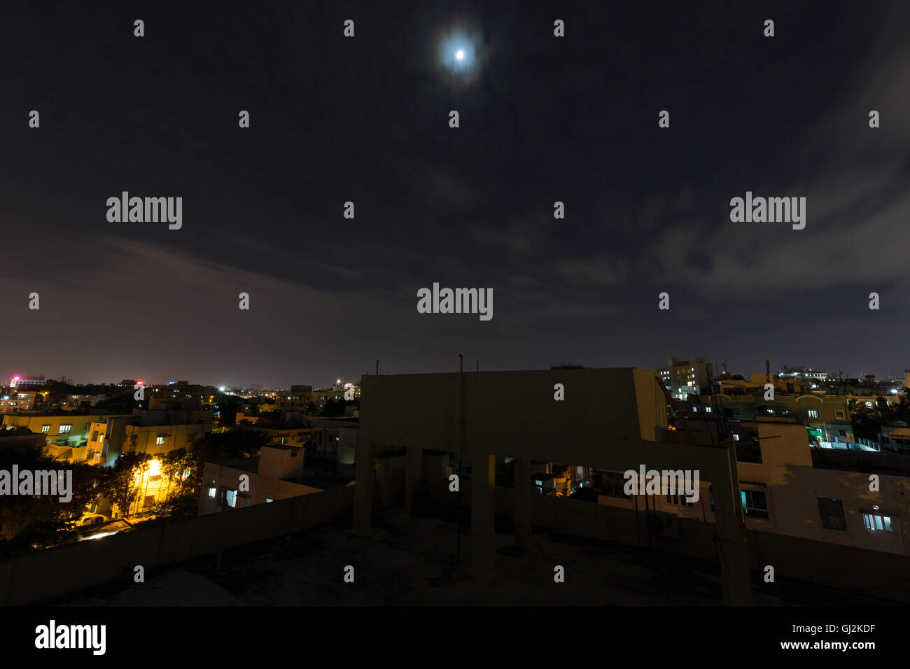 Hyderabad rooftop view at night Stock Photo - Alamy