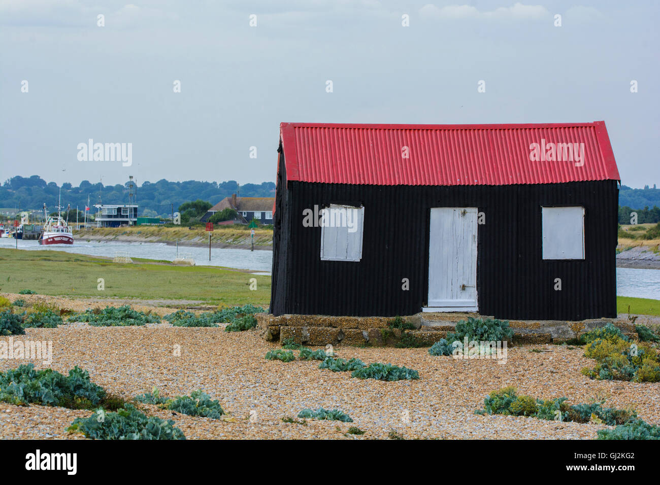 Rye harbour red roofed hut hi-res stock photography and images - Alamy