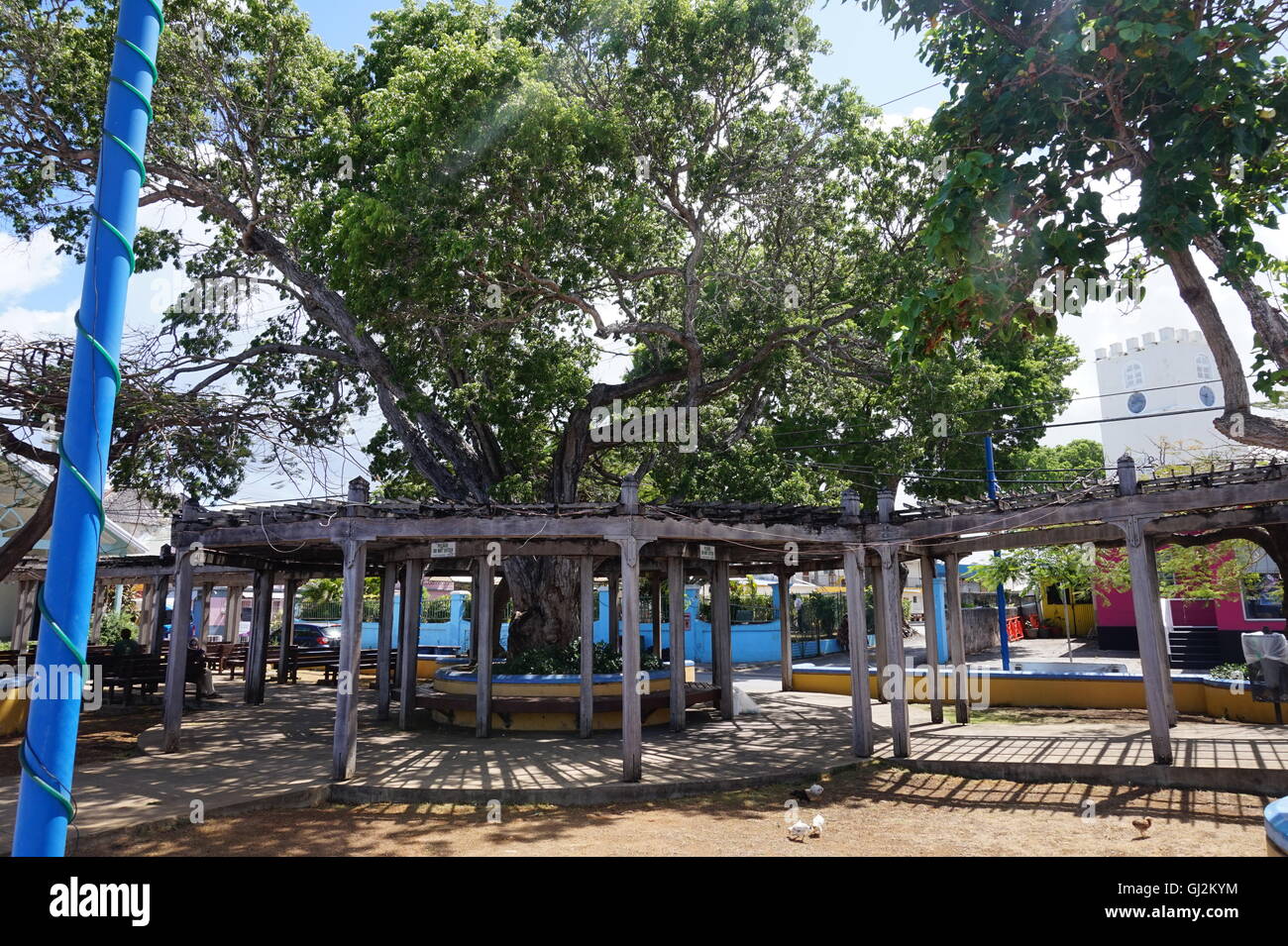 Speightstown Esplanade public square and Saint Peter Church behind ...