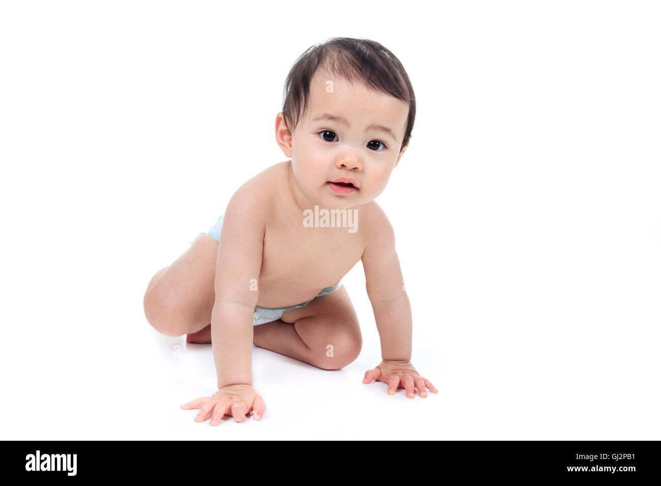 A Asian baby on a studio white background Stock Photo - Alamy