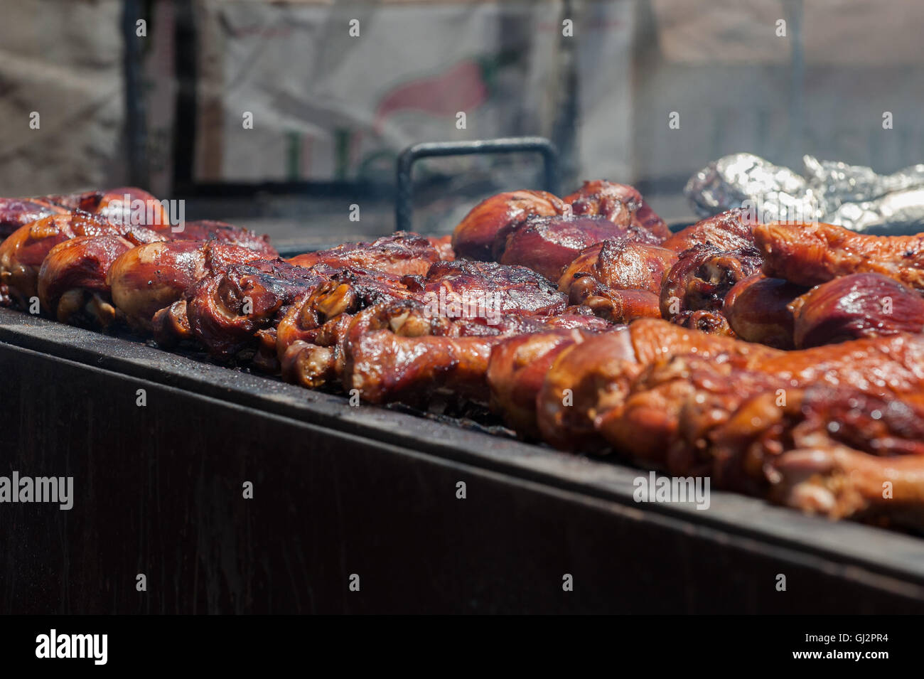Cooking bbq chicken legs hi-res stock photography and images - Alamy