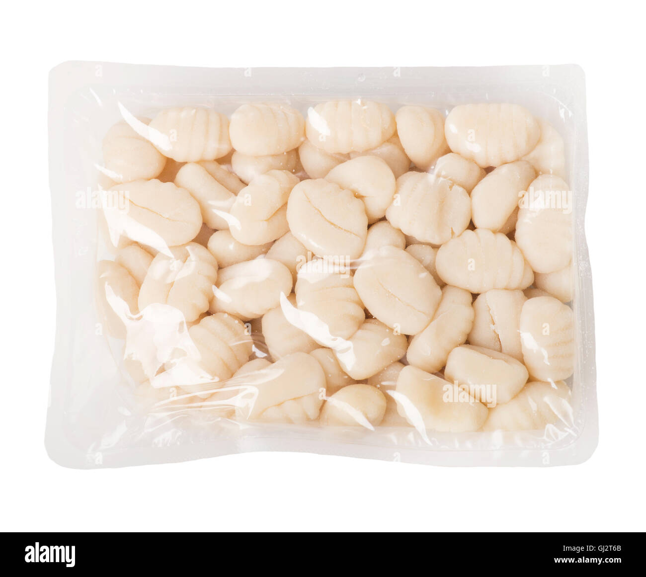 Uncooked Fresh Gnocchi Package isolated on white background Stock Photo ...