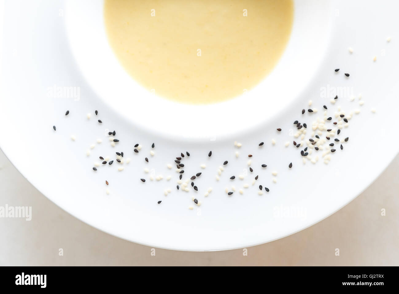 Corn soup on table. top shot Stock Photo - Alamy