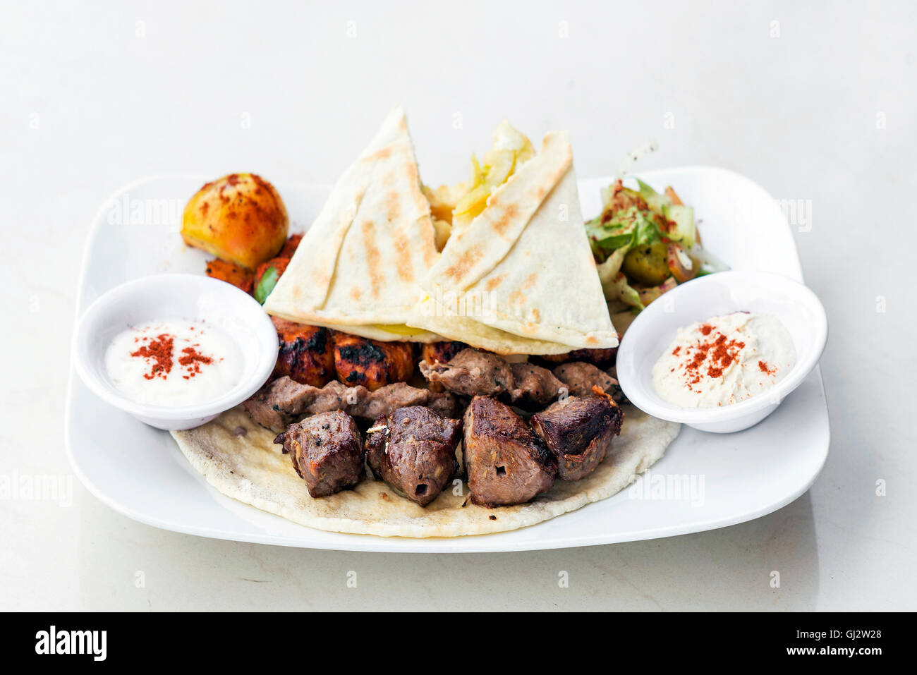 traditional middle eastern food mixed bbq barbecue grilled meat platter ...