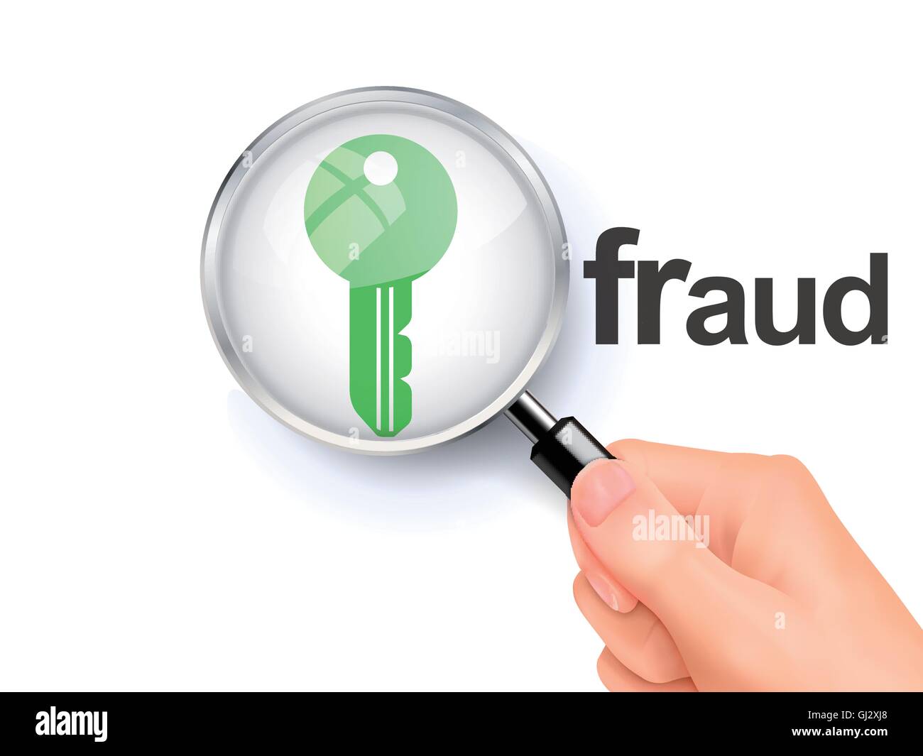 3D illustration of magnifying glass over the key icon Stock Vector ...