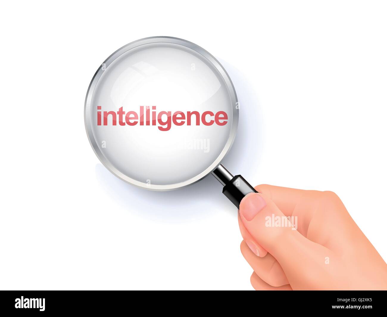 3D illustration of magnifying glass over the words of intelligence ...