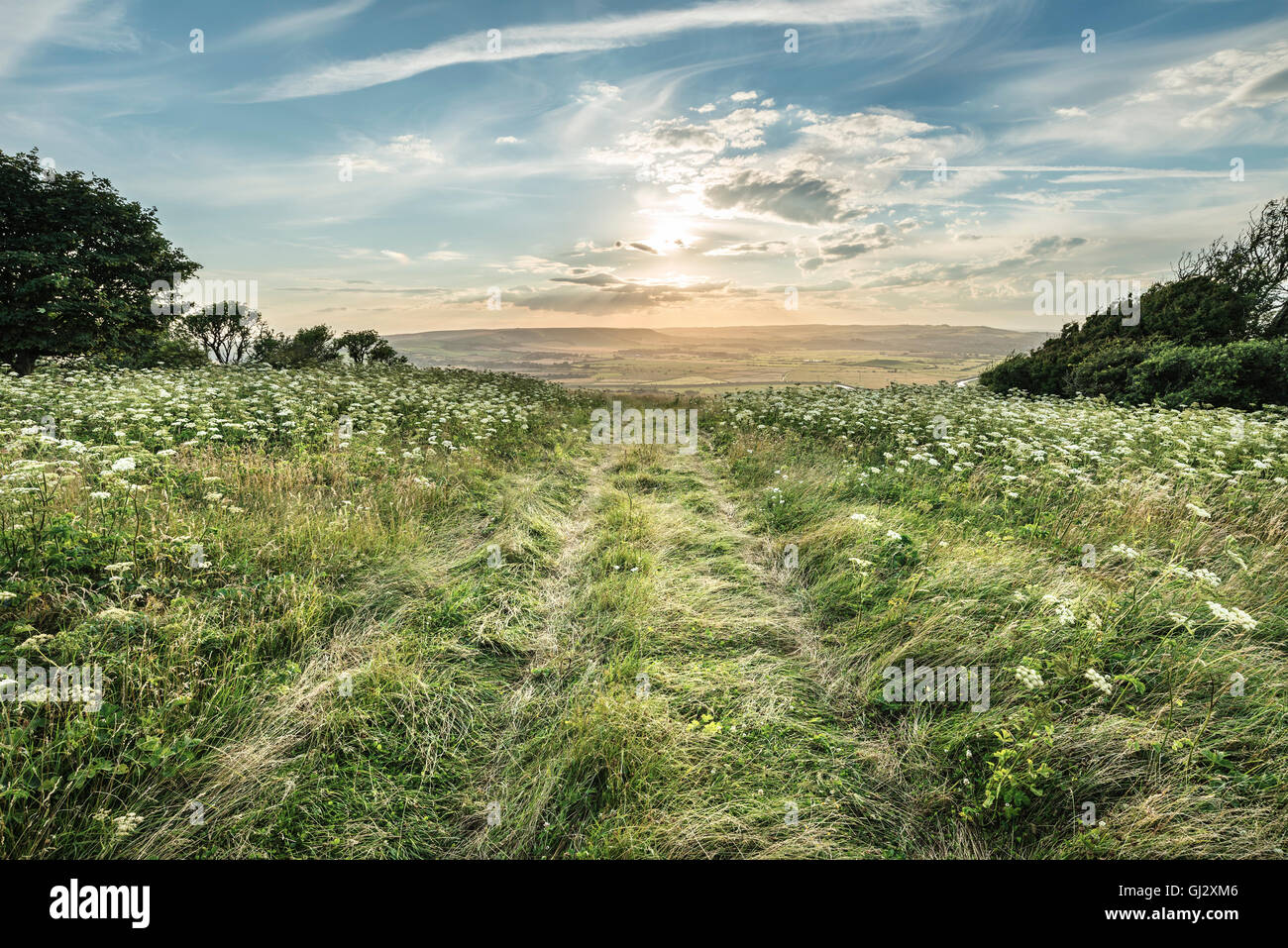 Beautiful sunset landscape image over English rolling countryside Stock ...