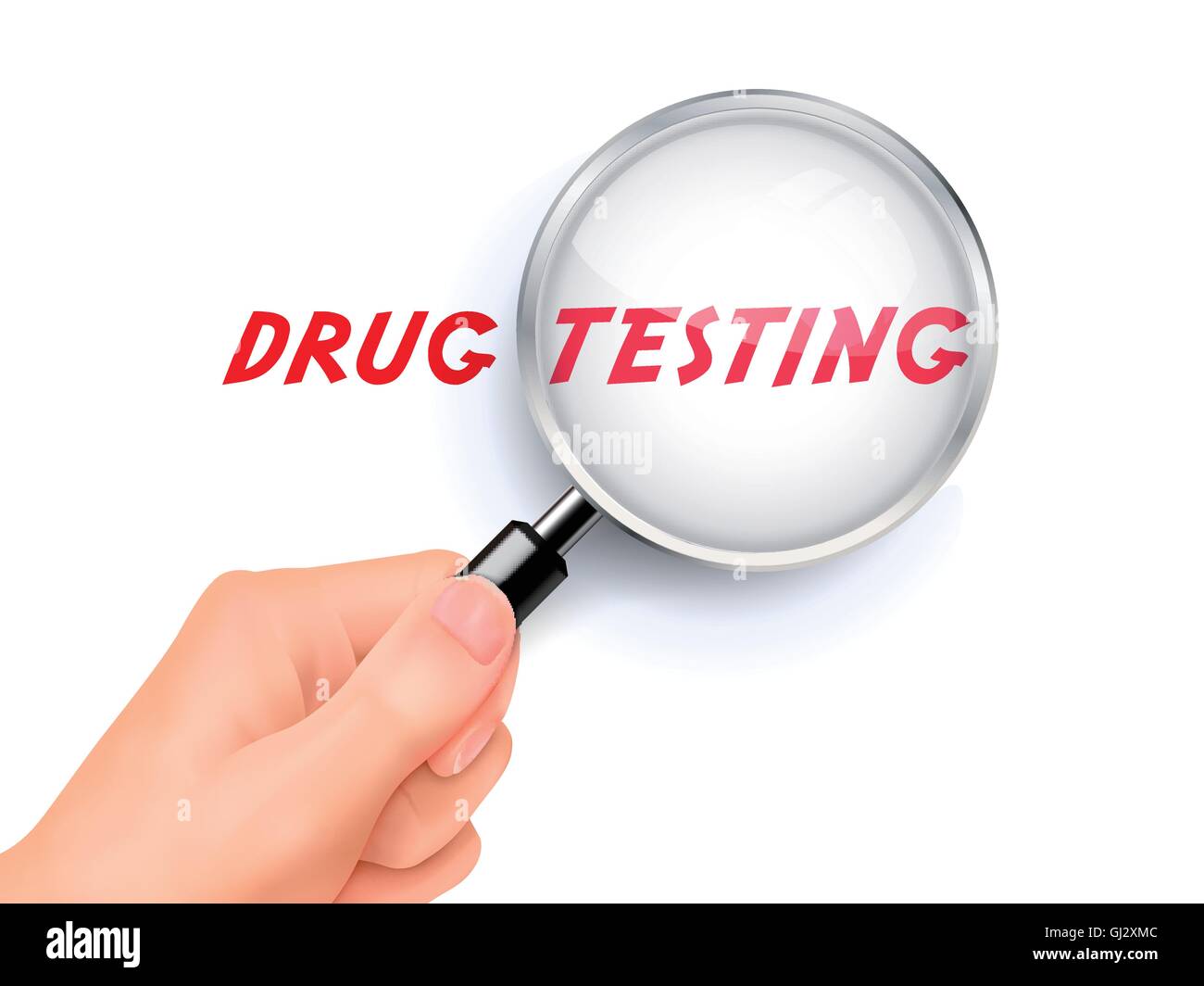 3D illustration of magnifying glass over the words of drug testing ...