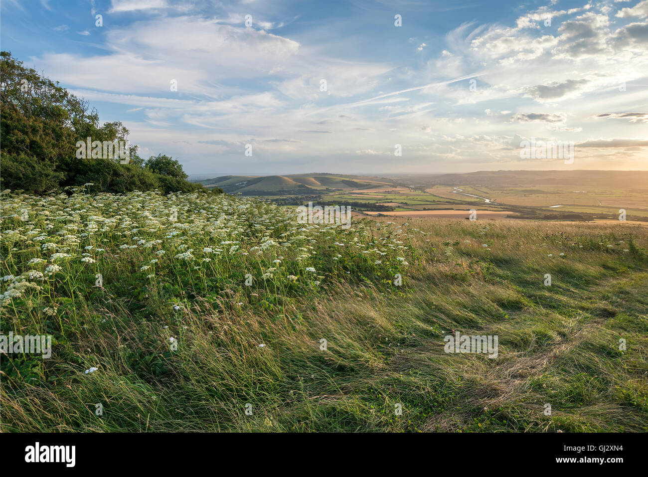 Beautiful sunset landscape image over English rolling countryside Stock ...