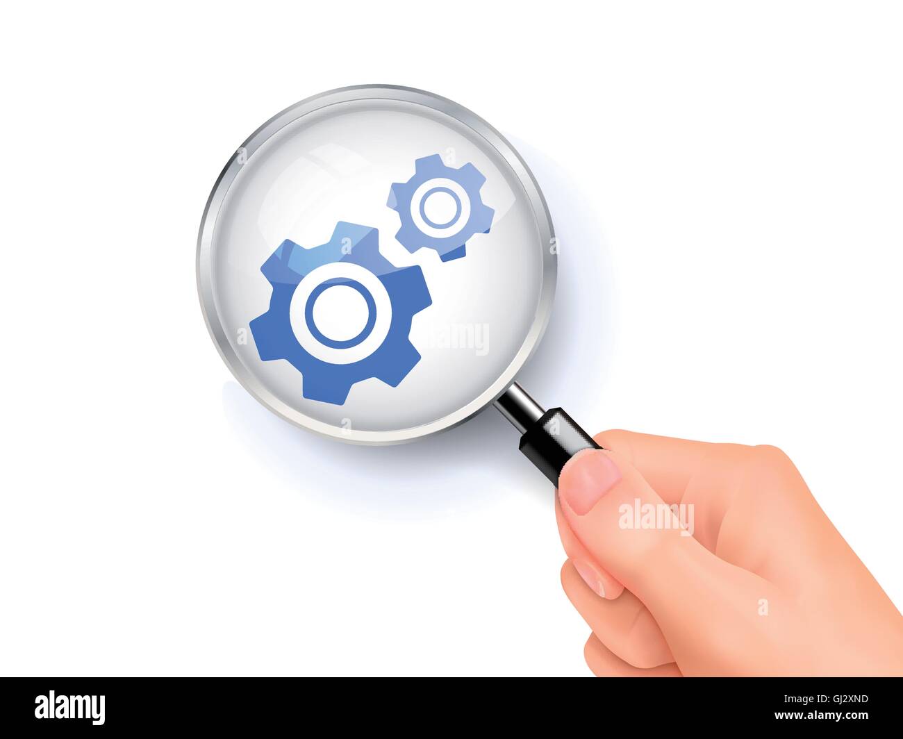 Vector magnifying glass gear icon hi-res stock photography and images ...