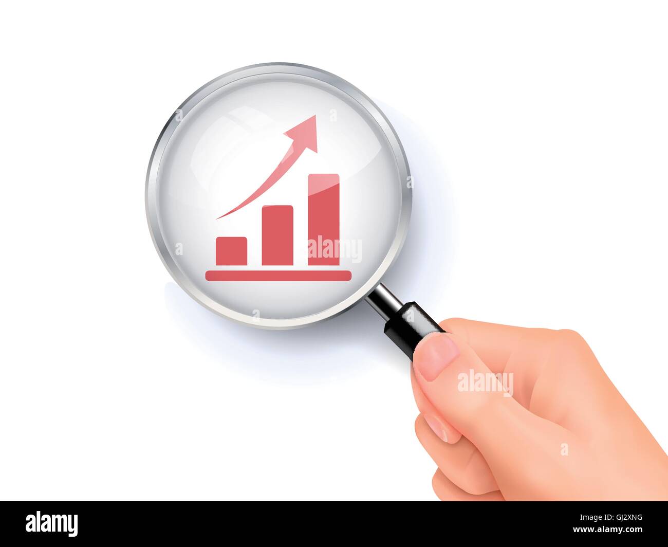 3D illustration of magnifying glass over the graph icon Stock Vector ...