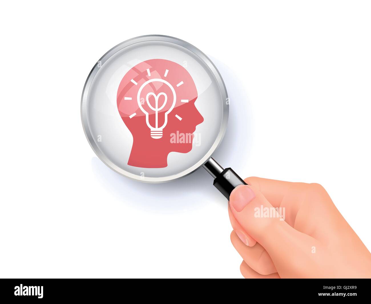 3D illustration of magnifying glass over the head icon Stock Vector ...