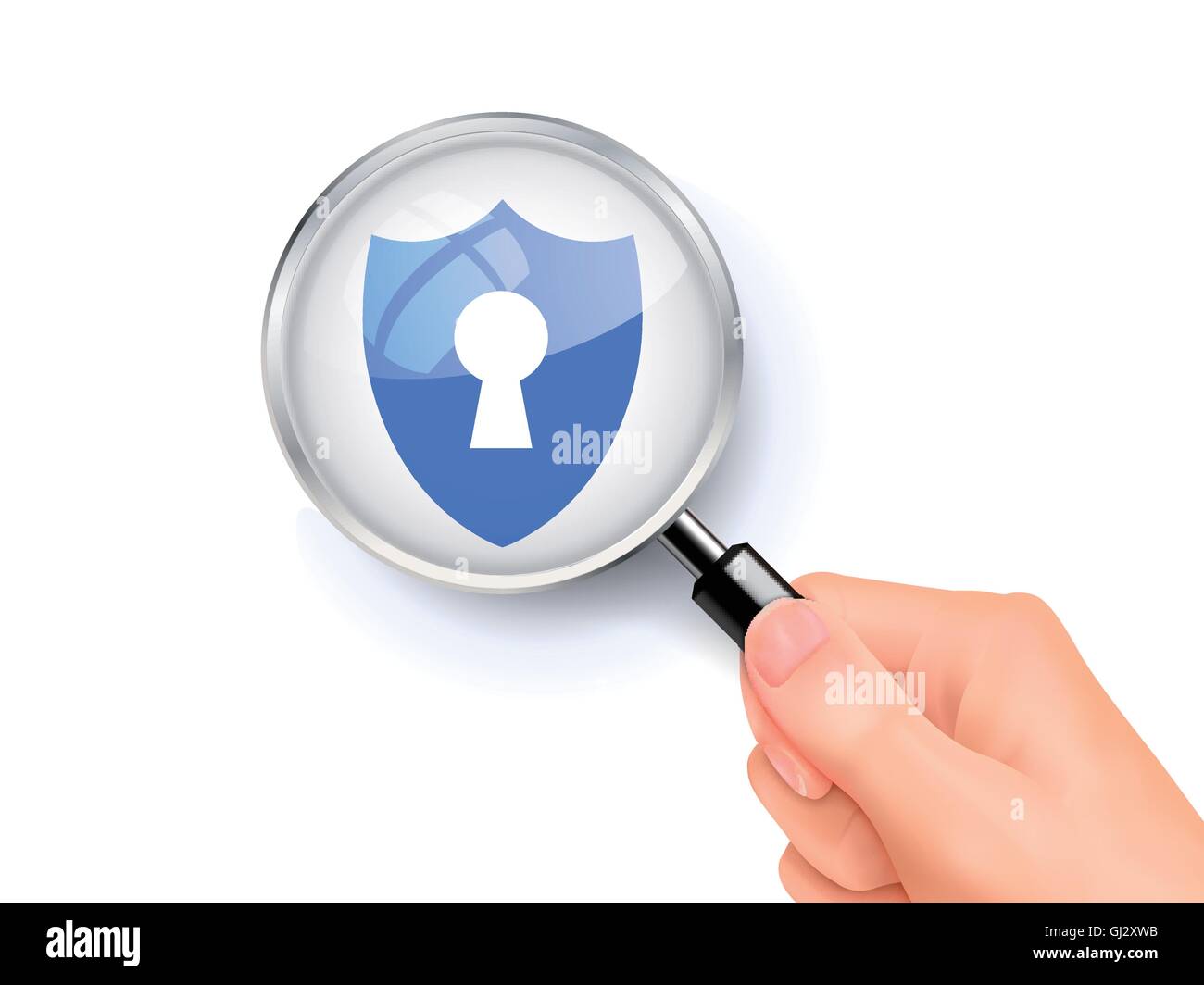 Magnifying glass over shield hi-res stock photography and images - Alamy