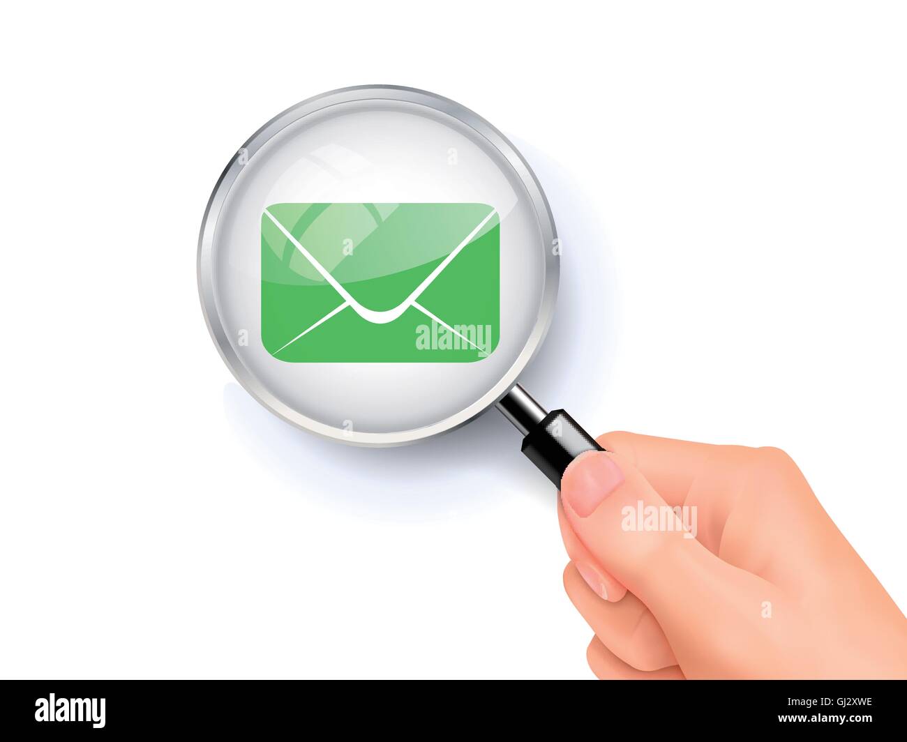 3D illustration of magnifying glass over the mail icon Stock Vector ...