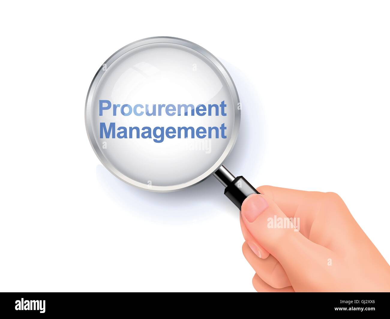3D illustration of magnifying glass over the words of procurement ...