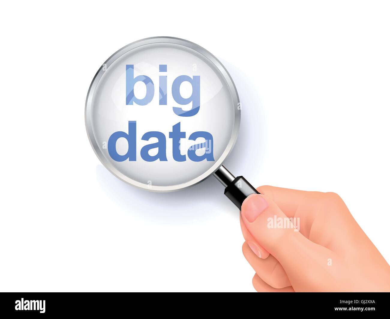 3D illustration of magnifying glass over the words of big data Stock ...