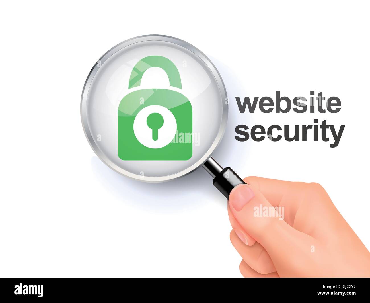 3D illustration of magnifying glass over the security icon Stock Vector ...