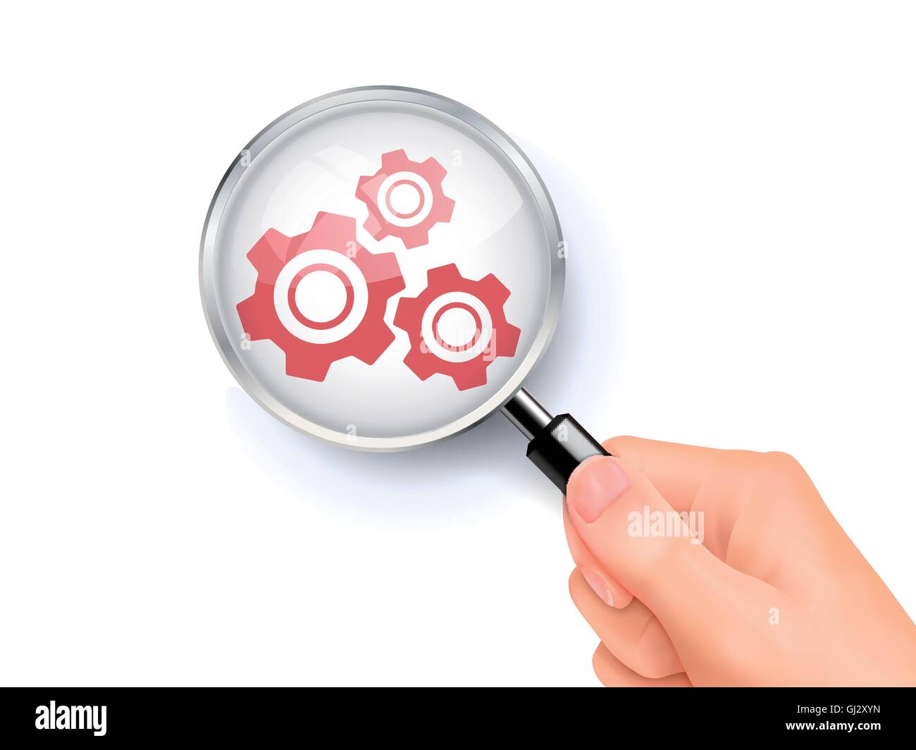 Vector magnifying glass gear icon hi-res stock photography and images ...