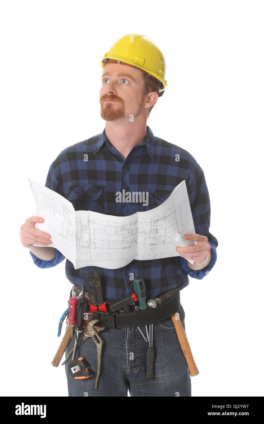 construction worker wonderfully looking up Stock Photo - Alamy