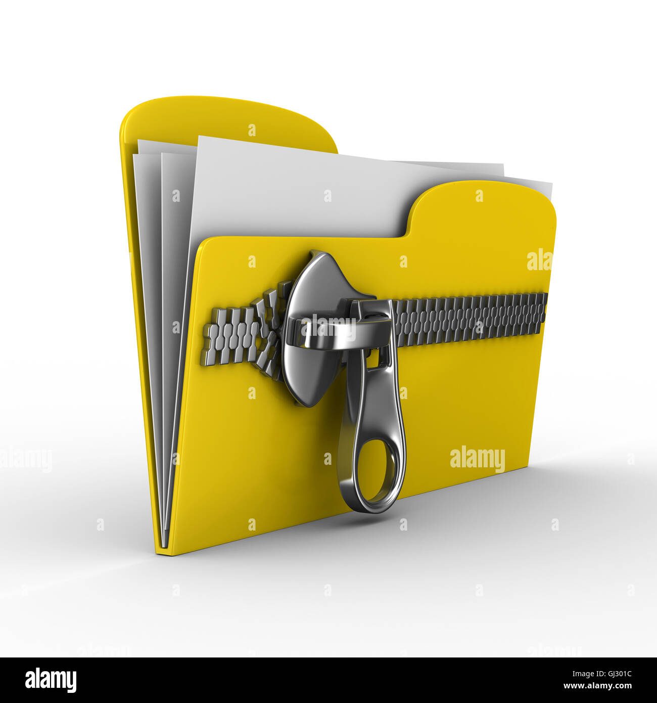 Yellow computer folder with zipper. Isolated 3d image Stock Photo - Alamy