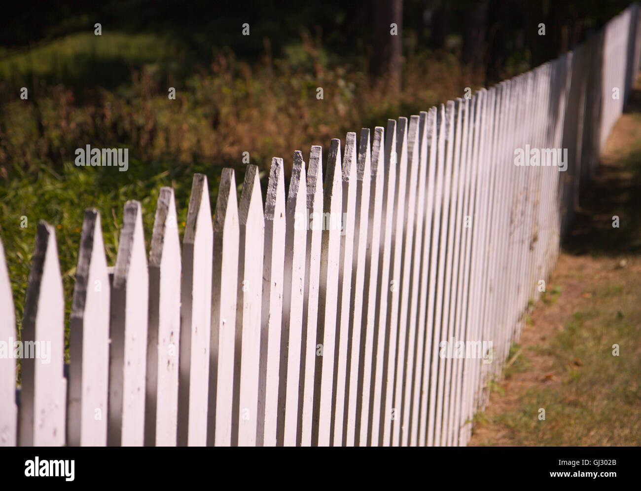 Spiked White picket fence Stock Photo - Alamy