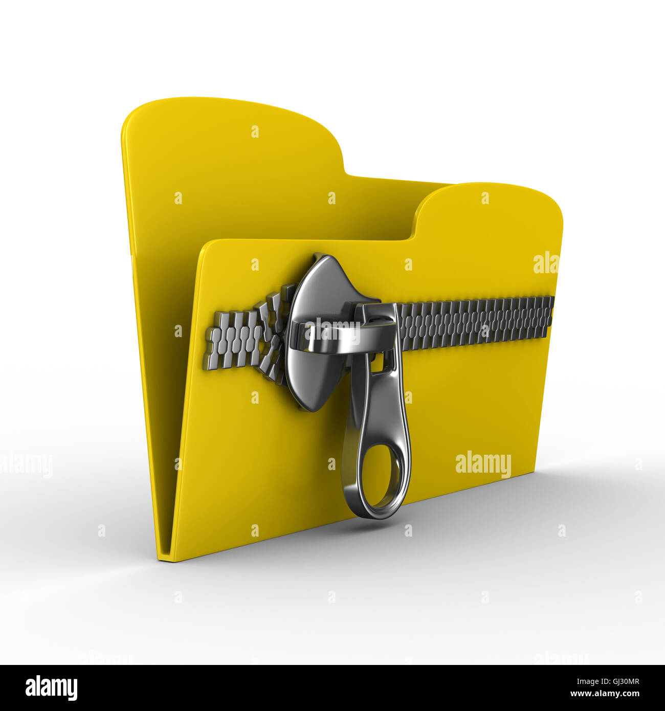 Yellow computer folder with zipper. Isolated 3d image Stock Photo - Alamy