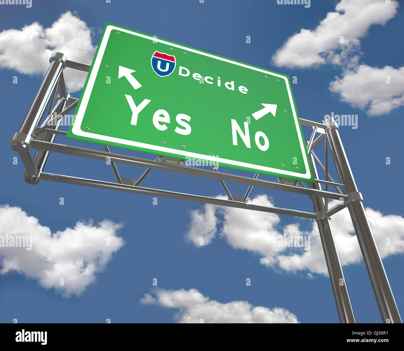 Freeway Sign - Decision - Yes or No Stock Photo - Alamy