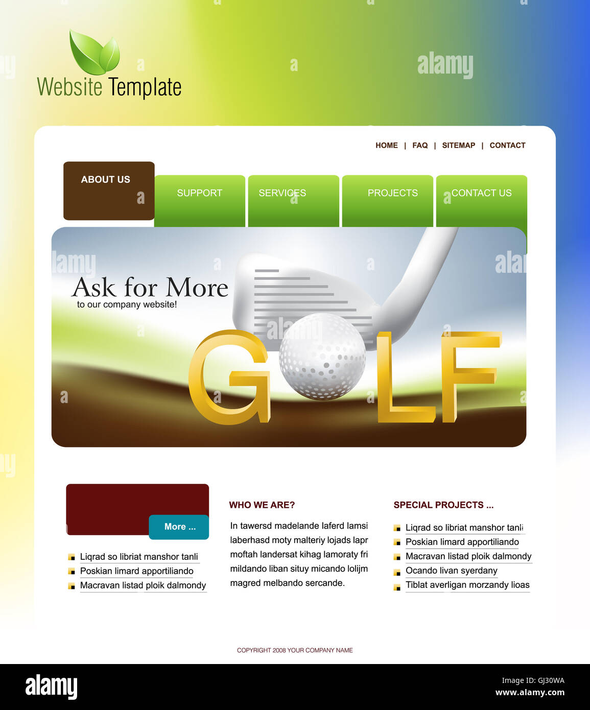 Golden page design template hi-res stock photography and images - Alamy