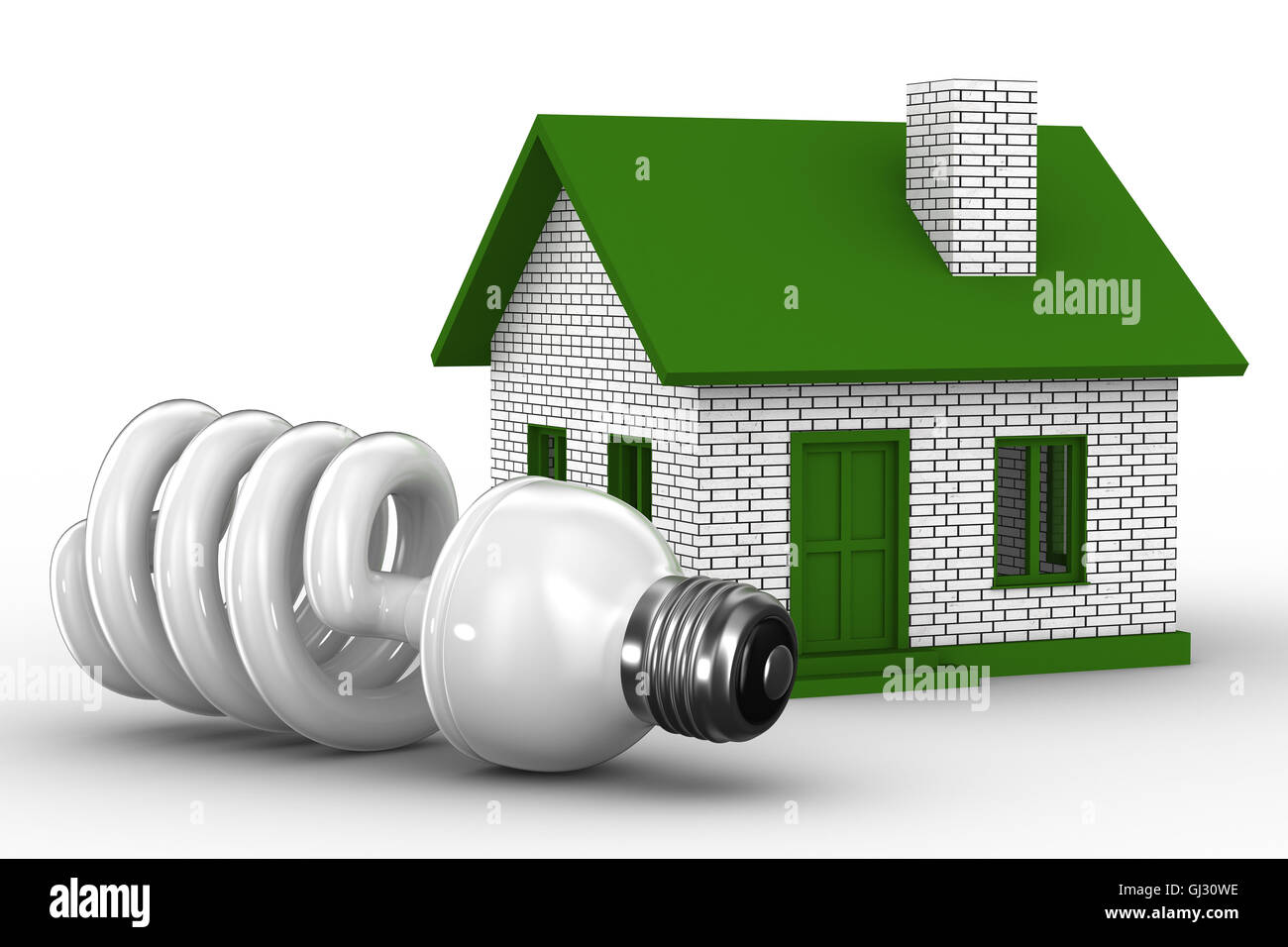 Power efficiency of house. Isolated 3D image Stock Photo - Alamy
