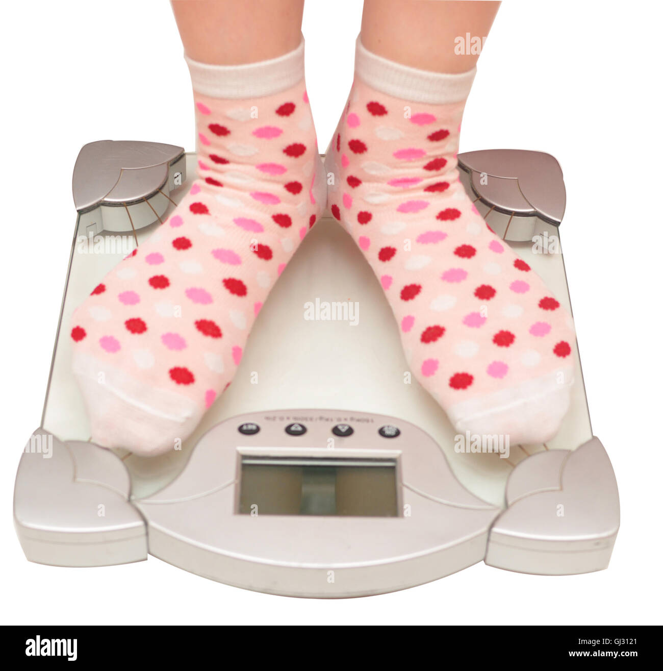 feet in socks on a scale Stock Photo - Alamy
